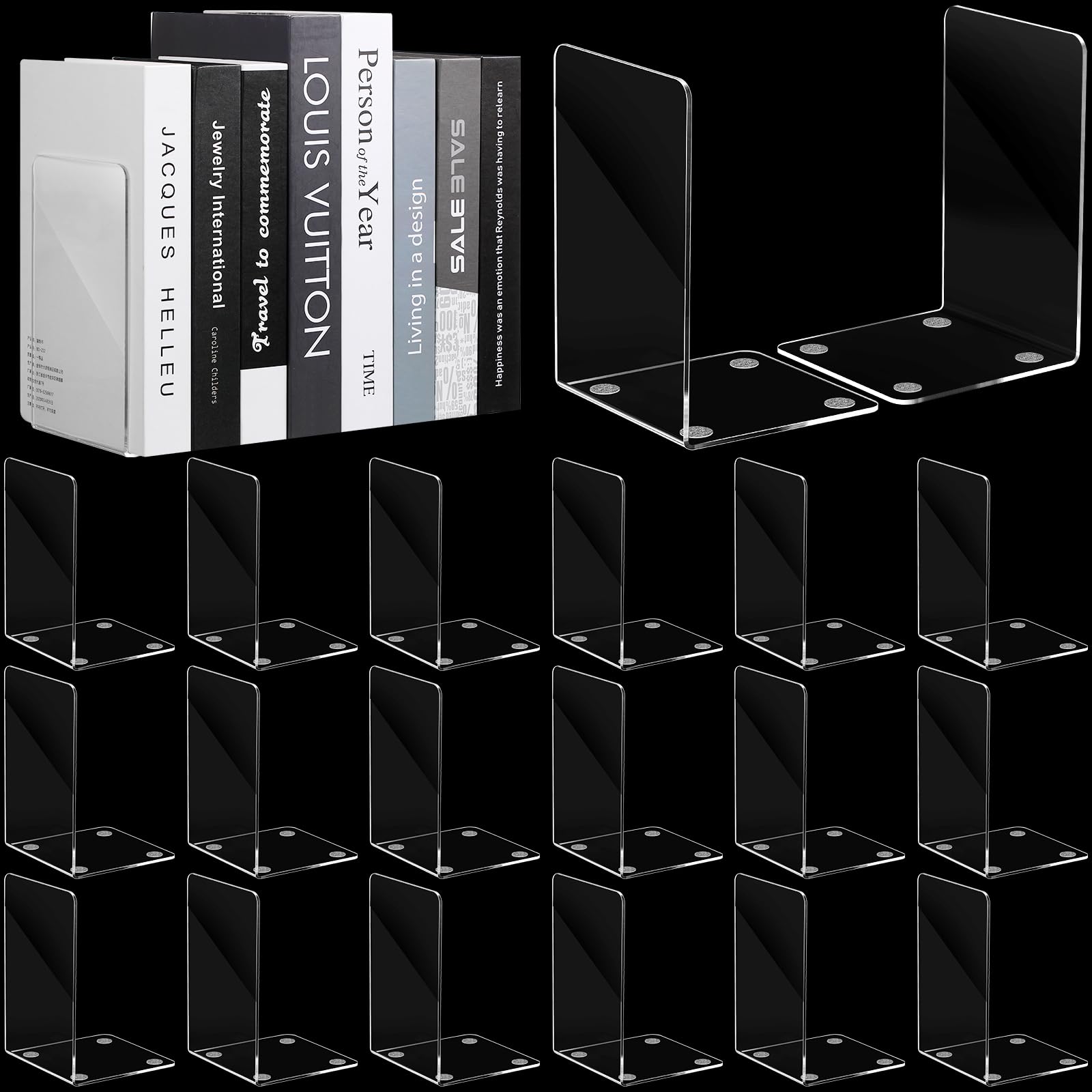 Amazon.com: Sabary 20 Pcs Acrylic Book Ends Clear Acrylic Bookends with ...