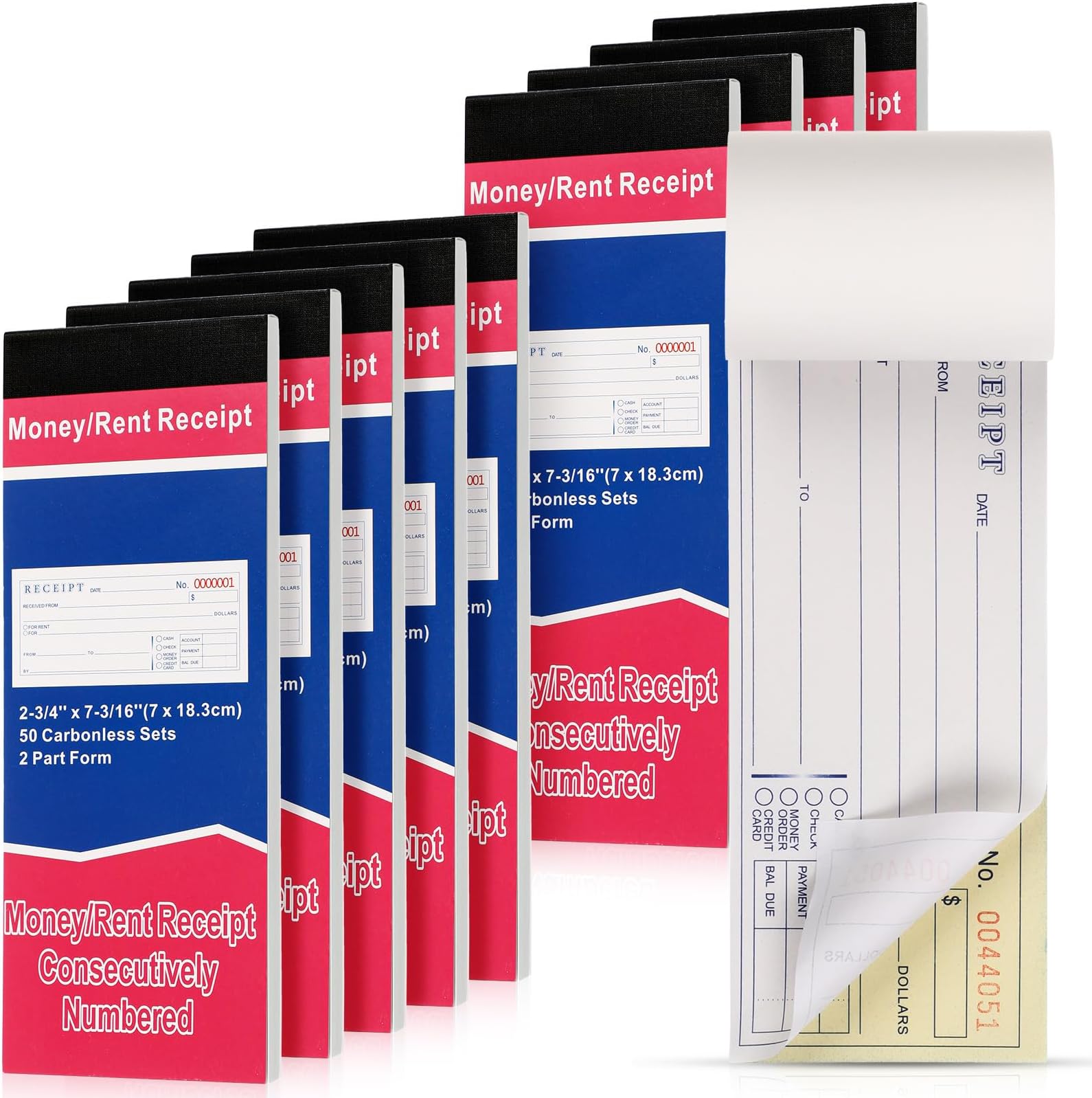 Amazon.com : Money and Rent Receipt Book 5 Pack/250 Sets, 2-Part, 2.75 ...