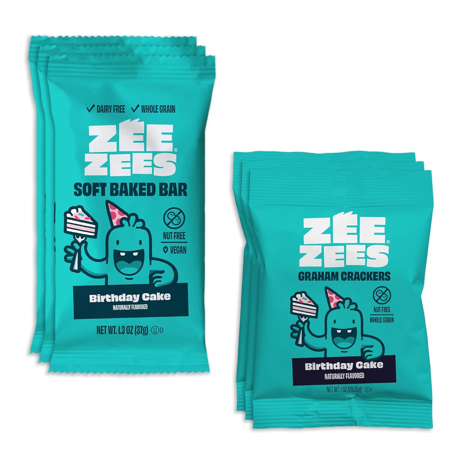 Amazon.com: Zee Zees Birthday Variety Snack Pack - Soft Baked Bars & Grahamz, Nut Free, 36 Count ...