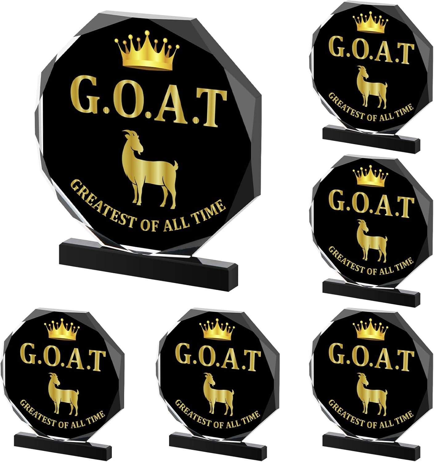 6 Pcs The Goat Trophy Award Greatest of All Time Funny Goat Trophy ...