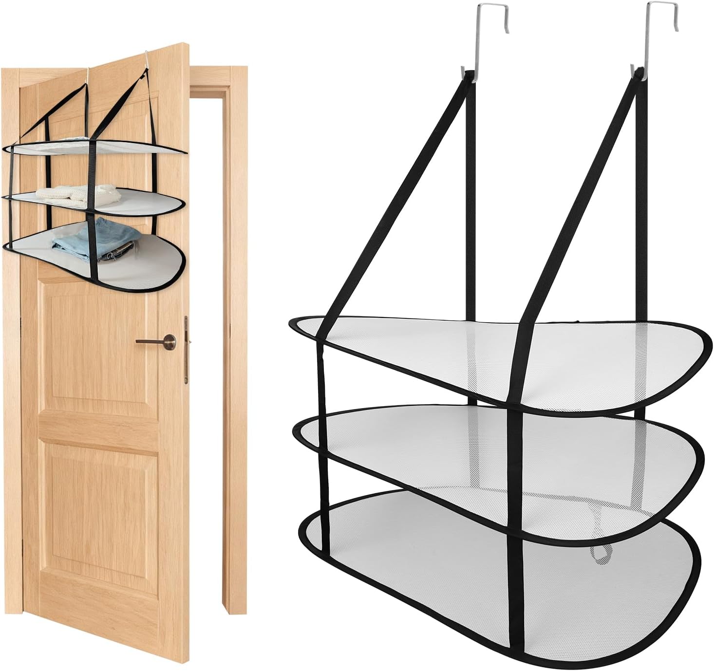 Amazon.com: Sinbana 2pcs Sweater Drying Rack, 3 Tier Over The Door ...