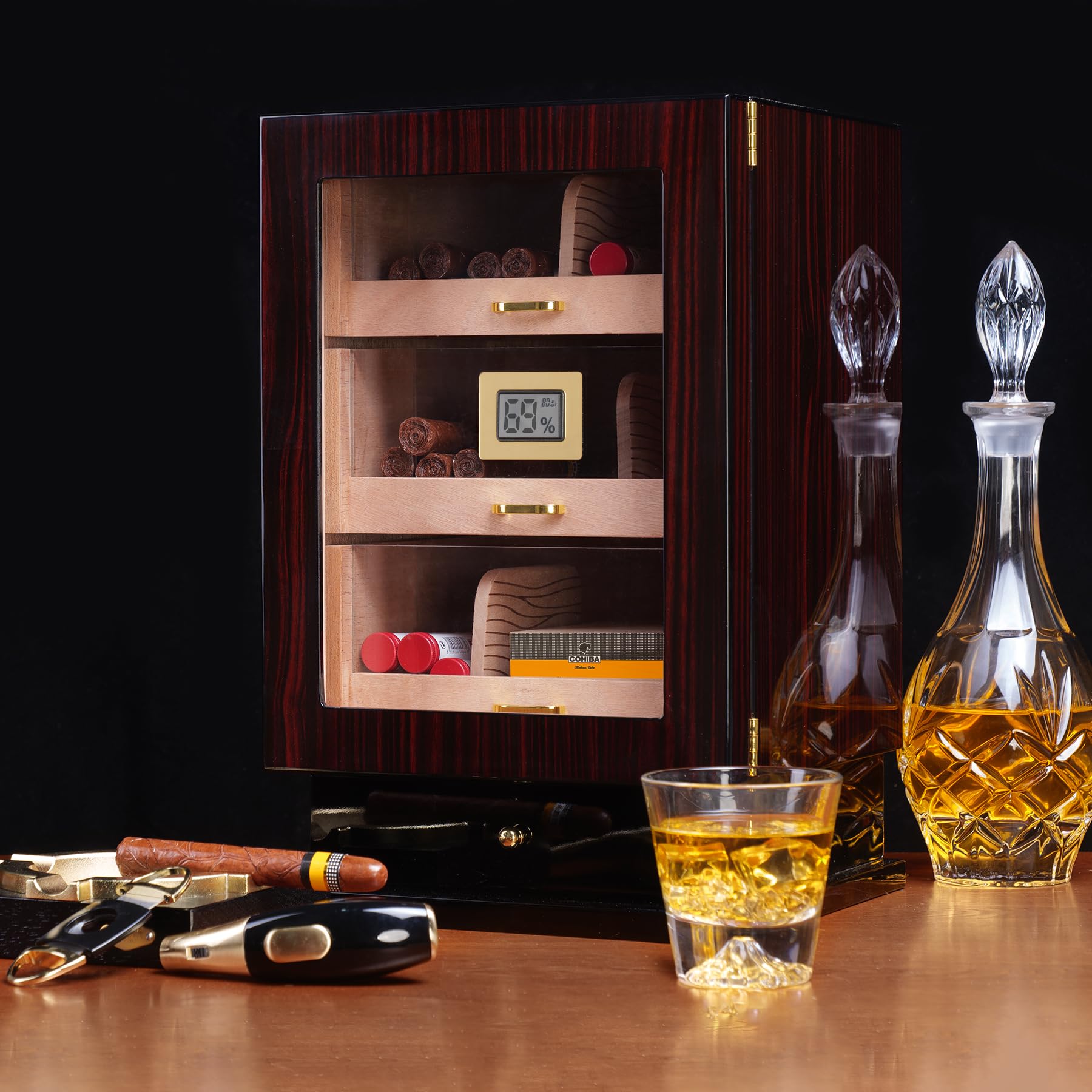 Woodronic Cigar Cabinet Humidor for 100-150 Cigars with Accessory ...