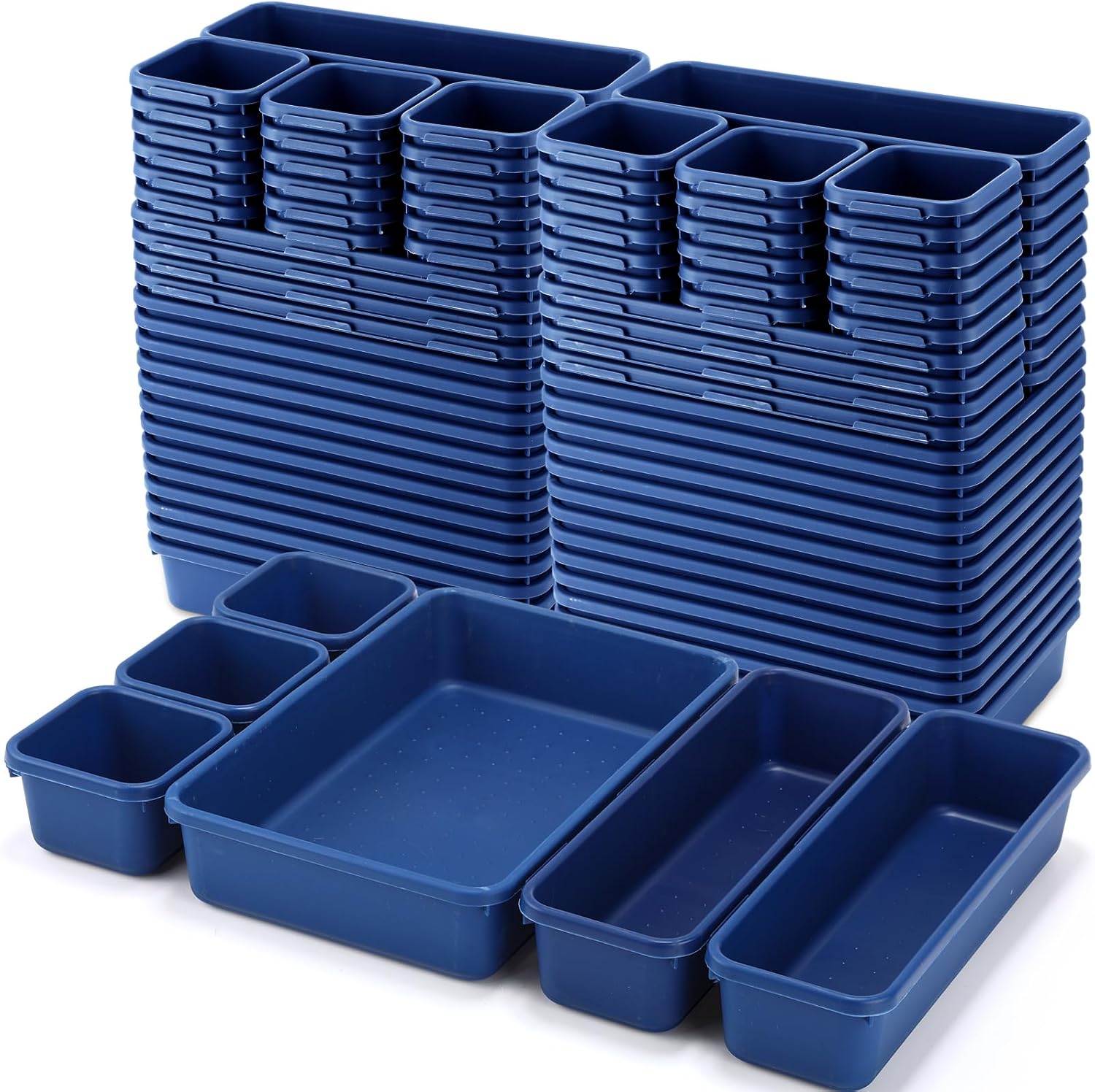 Amazon.com: Huwena 64 Pcs Interlocking Desk Drawer Organizer Tray with ...
