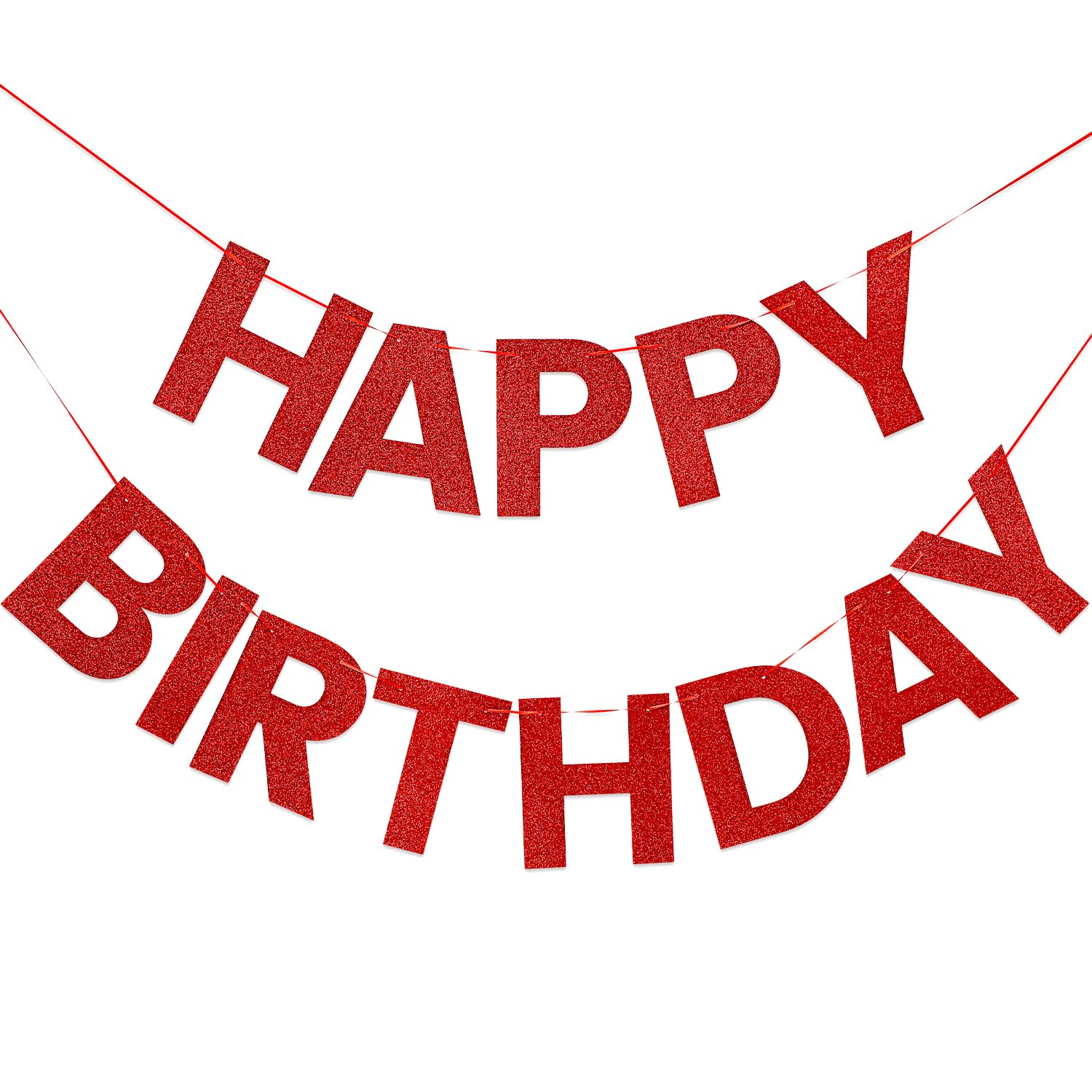 Snapklik.com : LITAUS Red Glitter Happy Birthday Banner - 9ft Pre ...