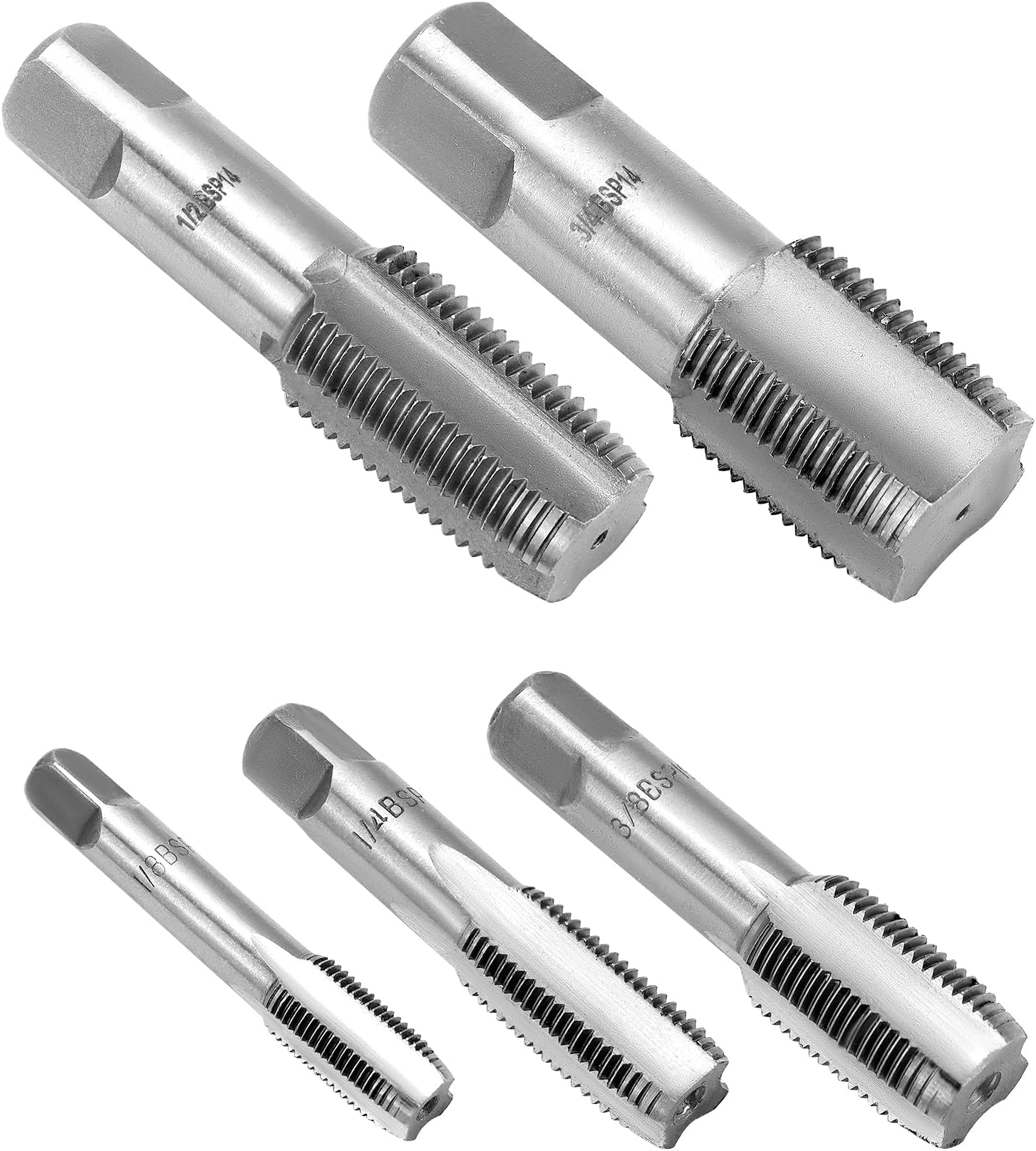 QWORK® Lot de 5 Tarauds a Filetage en acier, BSP 55 degrés, adaptés ...