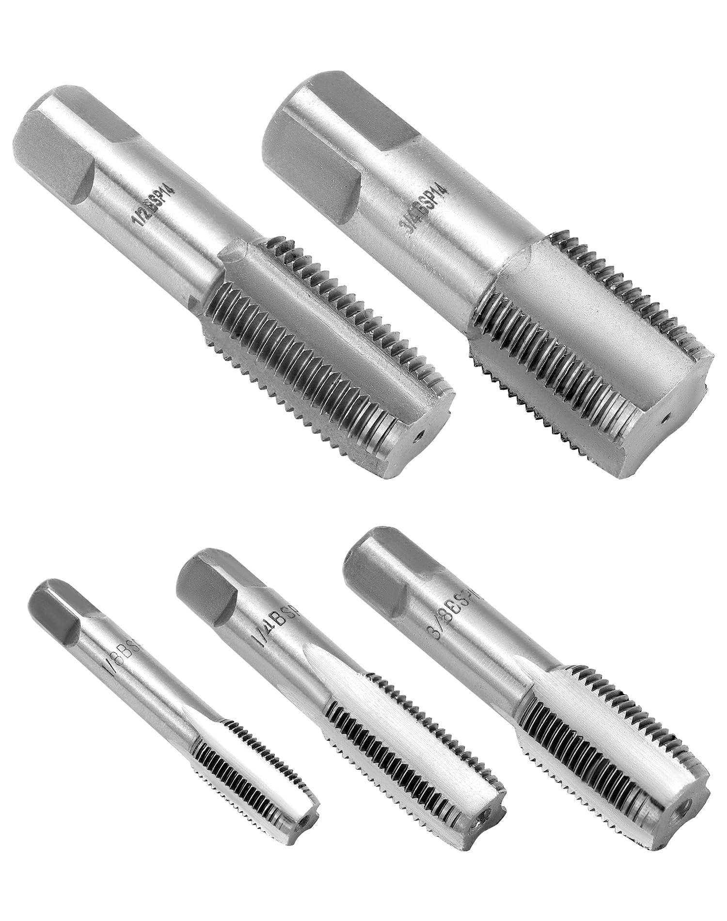 QWORK® 5 Pcs Steel BSP Tap, BSP 55 Degree Pipe Thread Taps Set ...