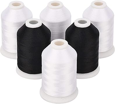 Amazon.com: Simthread 4 White 2 Black 60WT Sewing Bobbin Fill Machine ...