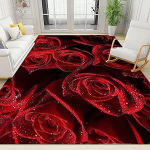 Amazon.com: GIRTFU Red Rose Area Rugs 4x6 Modern Warm Romance Rugs for ...