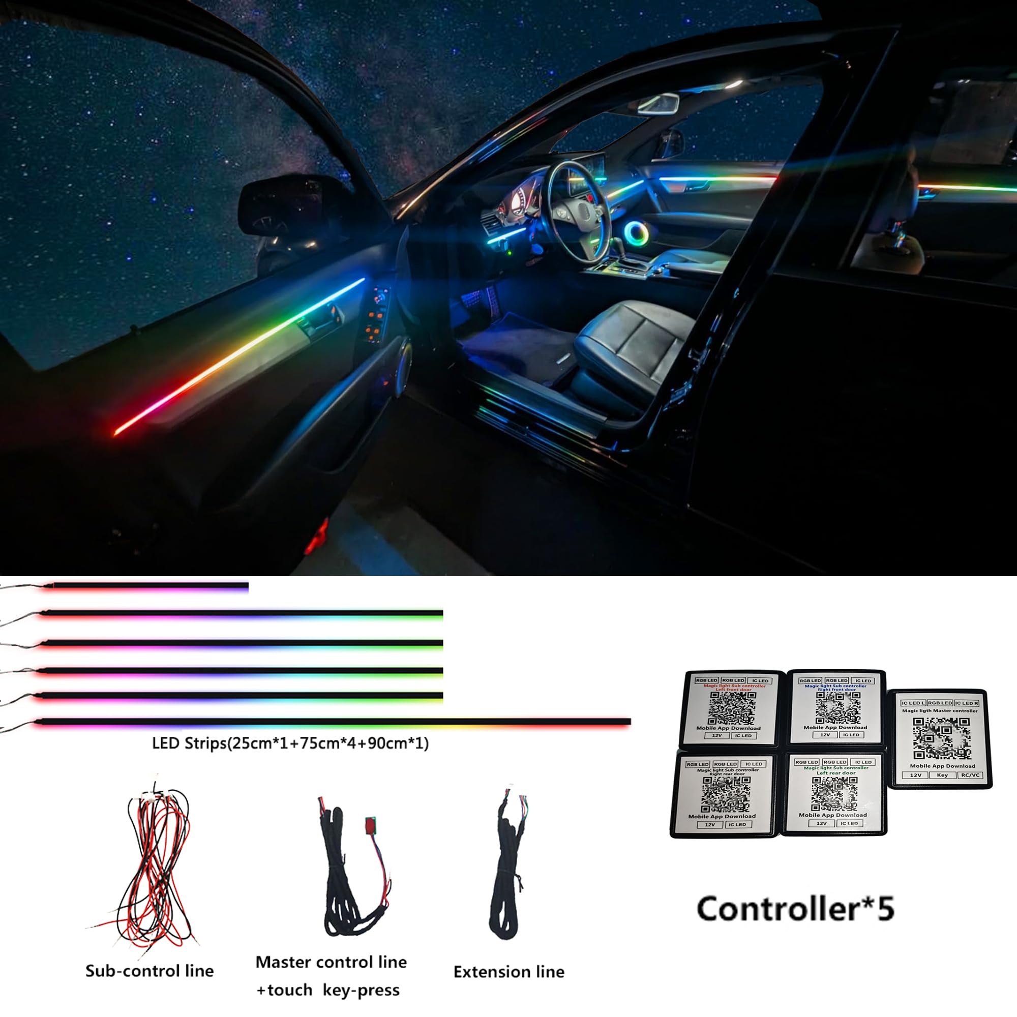 Snapklik.com : Dreamcolor Acrylic Interior Car LED Strip Light, RGB 6 ...