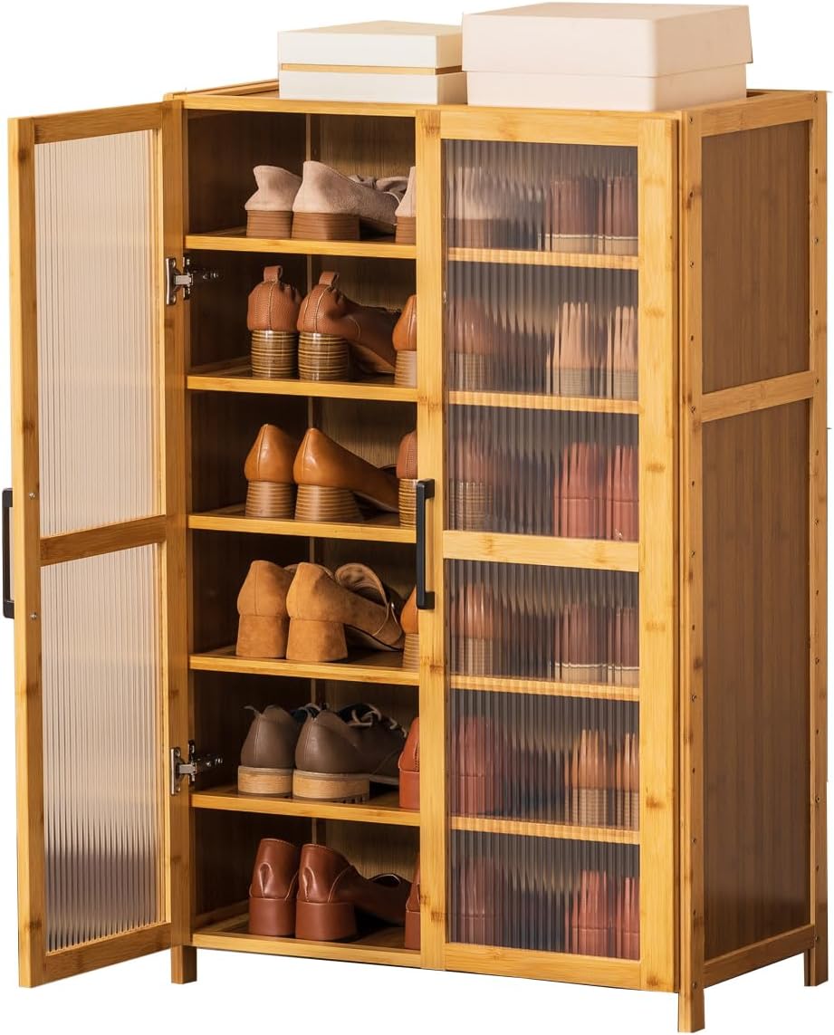Amazon.com: latifolia Bamboo Shoe Cabinet, 6 Tier Shoe Storage Cabinet ...