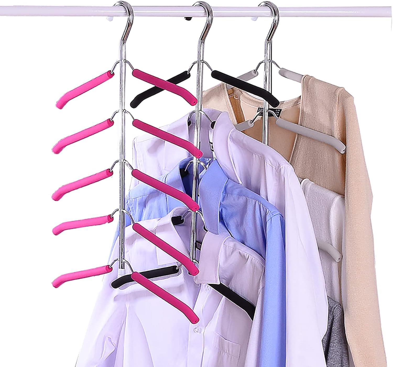 Amazon.com: Multi-Layer Clothes Hangers Blouse Tree Hangers 3 Pack 5 in ...