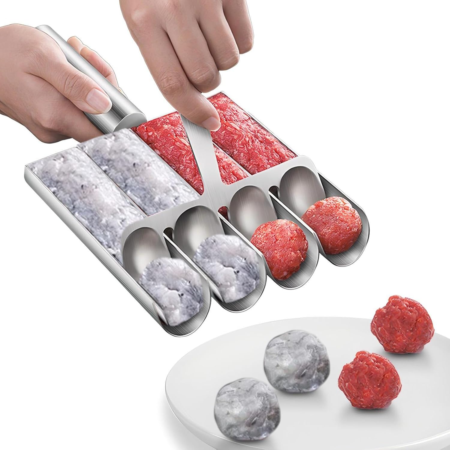 Amazon.com: 4 Rows Meatball Maker Tool Kitchen 304 Stainless Steel ...