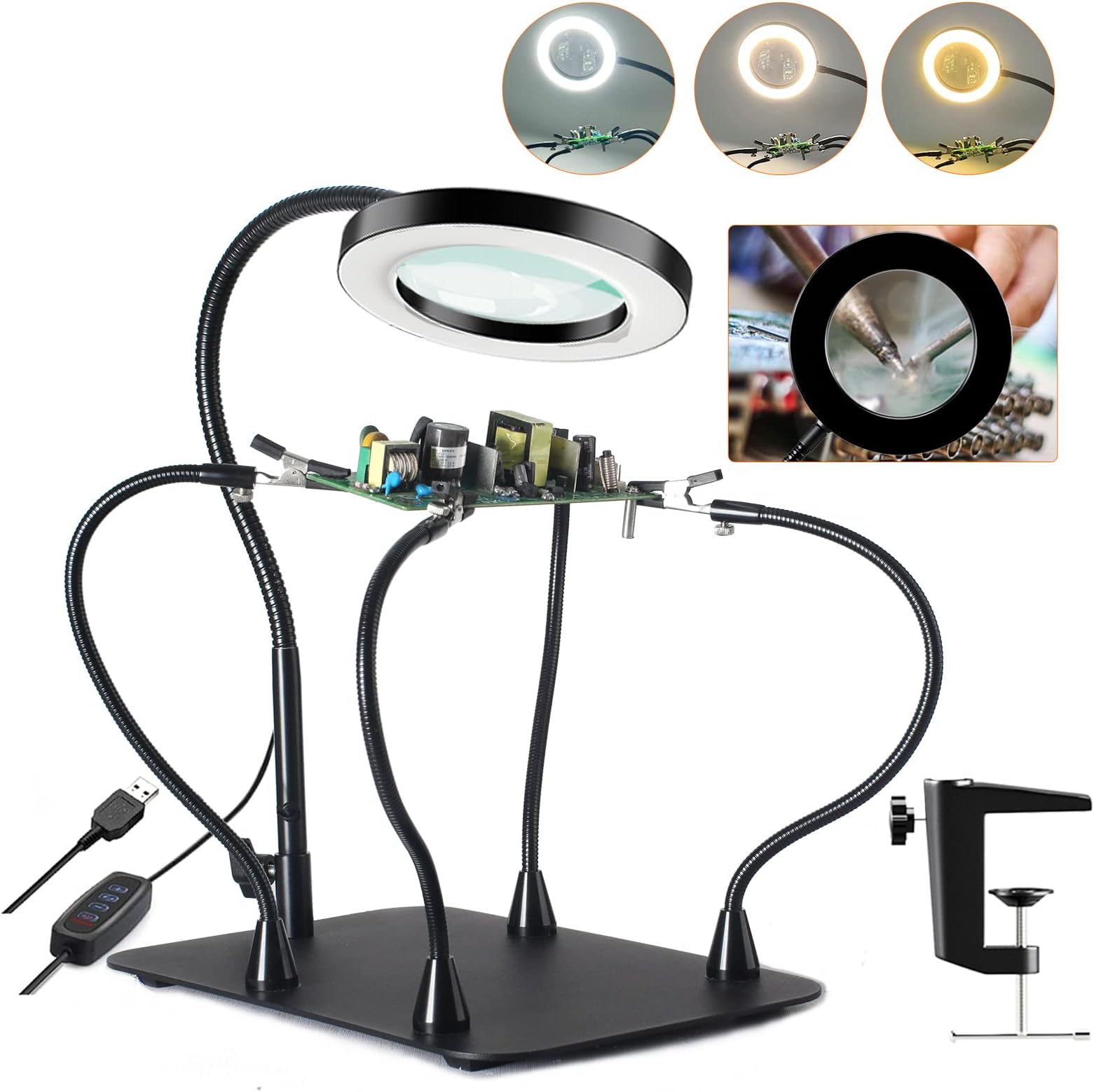 Amazon.com: 10X Magnifying Glass with Light and Stand, Flexible ...