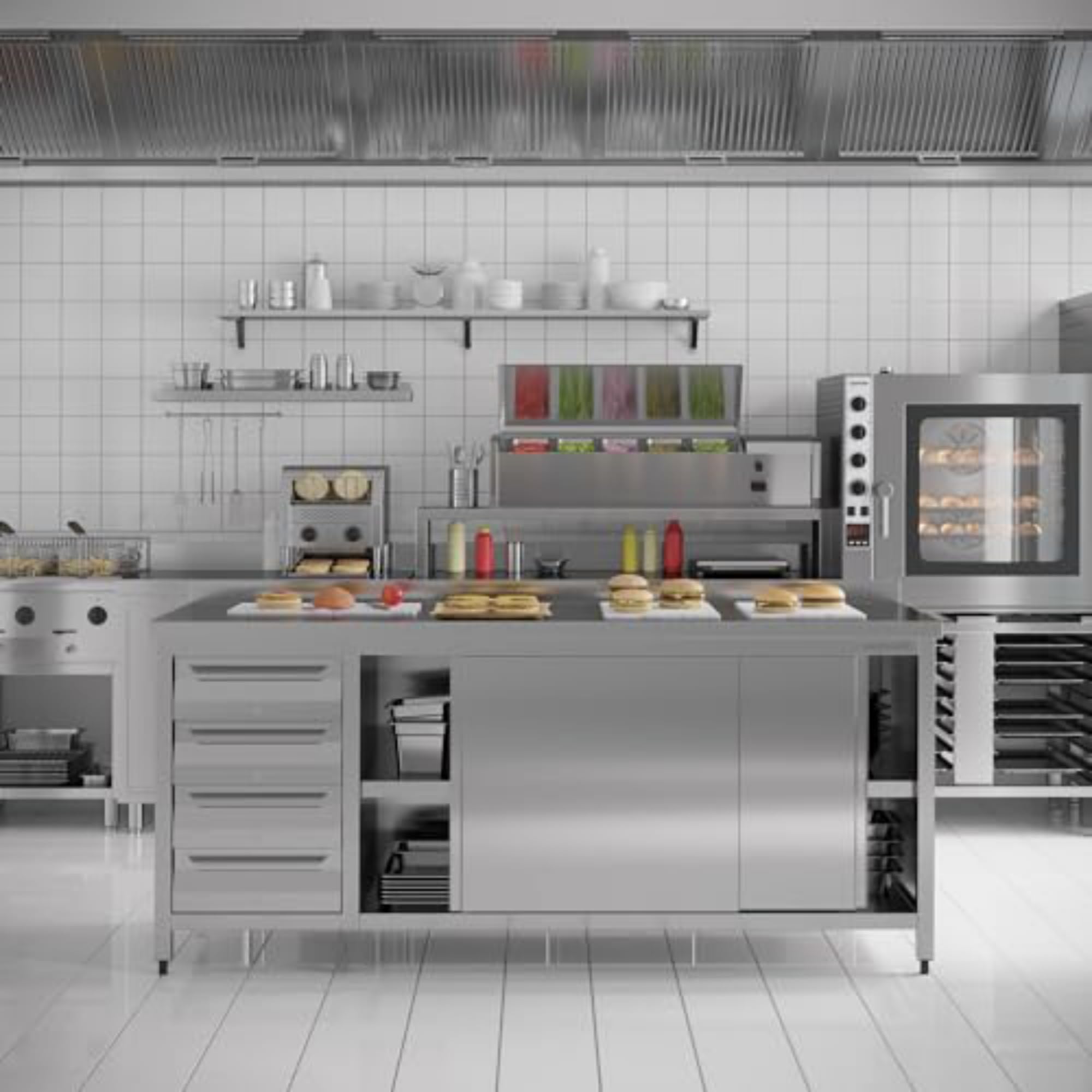 Stainless Steel Restaurant Kitchen Cabinets Double Bowl Commercial