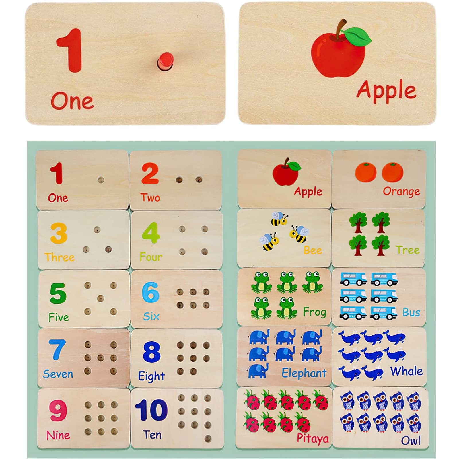 Snapklik.com : MIKNEKE Montessori Number Counting Peg Board, Wooden ...