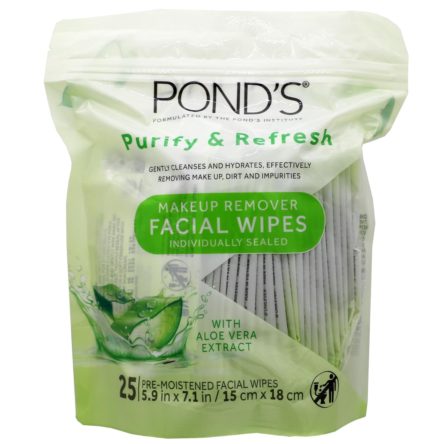 Amazon.com: Pond's Purify & Refresh Facial Wipes with Aloe Vera, Makeup ...