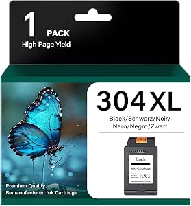 1 x 304 XL Ink Cartridge for HP 304 Printer Cartridges Black Compatible ...