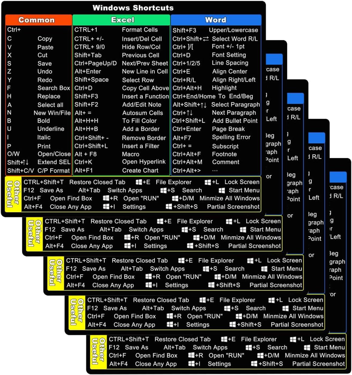 Amazon.com: 5 PCS/Pack Shortcut Sticker for Microsoft Windows + Word ...