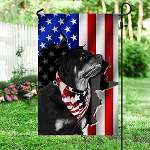 Amazon.com : American Flag - Rottweiler Funny Dog Flag For Outdoor ...