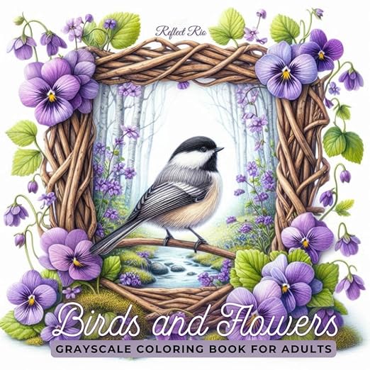 Birds and Flowers Coloring Book: Beautiful Rustic Frames with Birds and ...