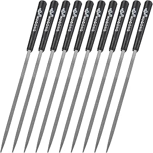 uxcell 10Pcs Second Cut Steel Round Needle File W Plastic Handle, 3mm x ...