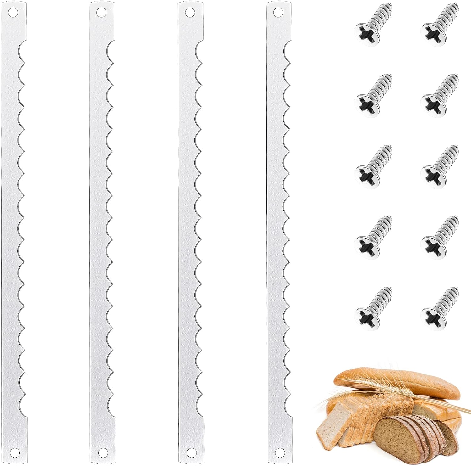 Amazon.com: Lasnten 4 Pcs Bread Bow Knife Blades Stainless Steel ...