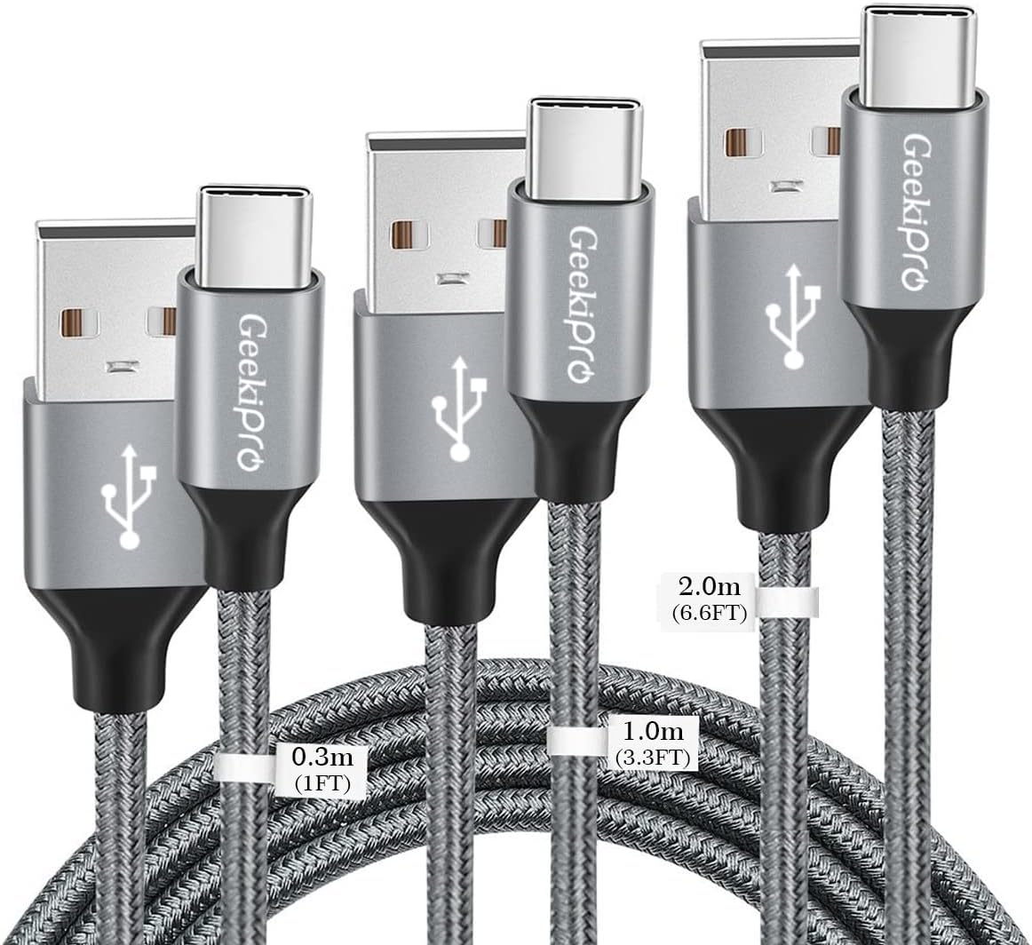 WIKIPro USB C Cable,USB Type C to USB A 2.0 Charger Cable 3 Pack(1+3.3 ...