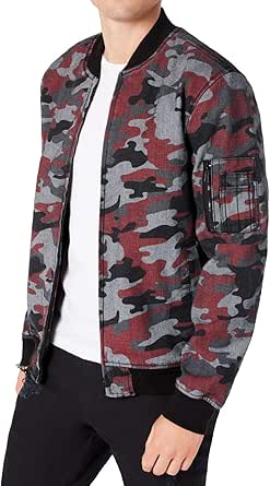 American Rag Mens Jacket Small Camo Print Zip Bomber Gray S at Amazon ...