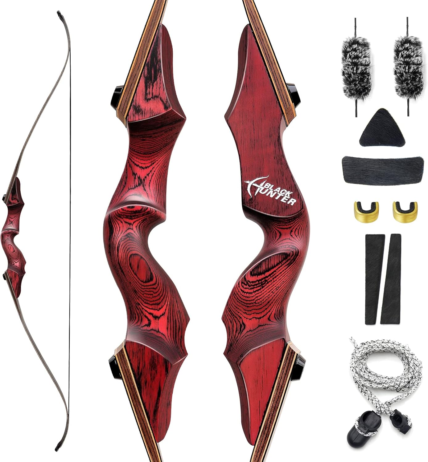 OBTOUTDOOR Black Hunter 60 Zoll Bogenschießen Recurvebogen 20lbs-60lbs ...