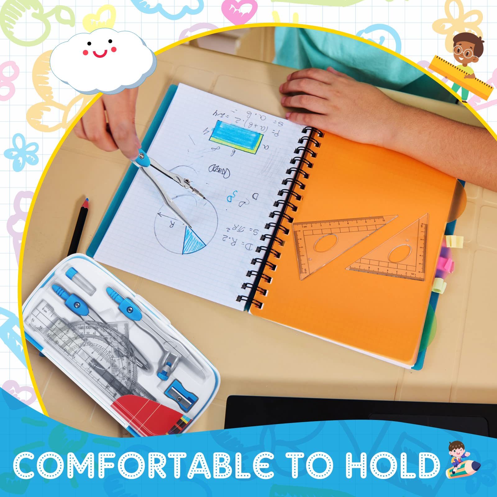 Snapklik.com : Teling 12 Sets Math Geometry Kit For Students 10 Pcs ...