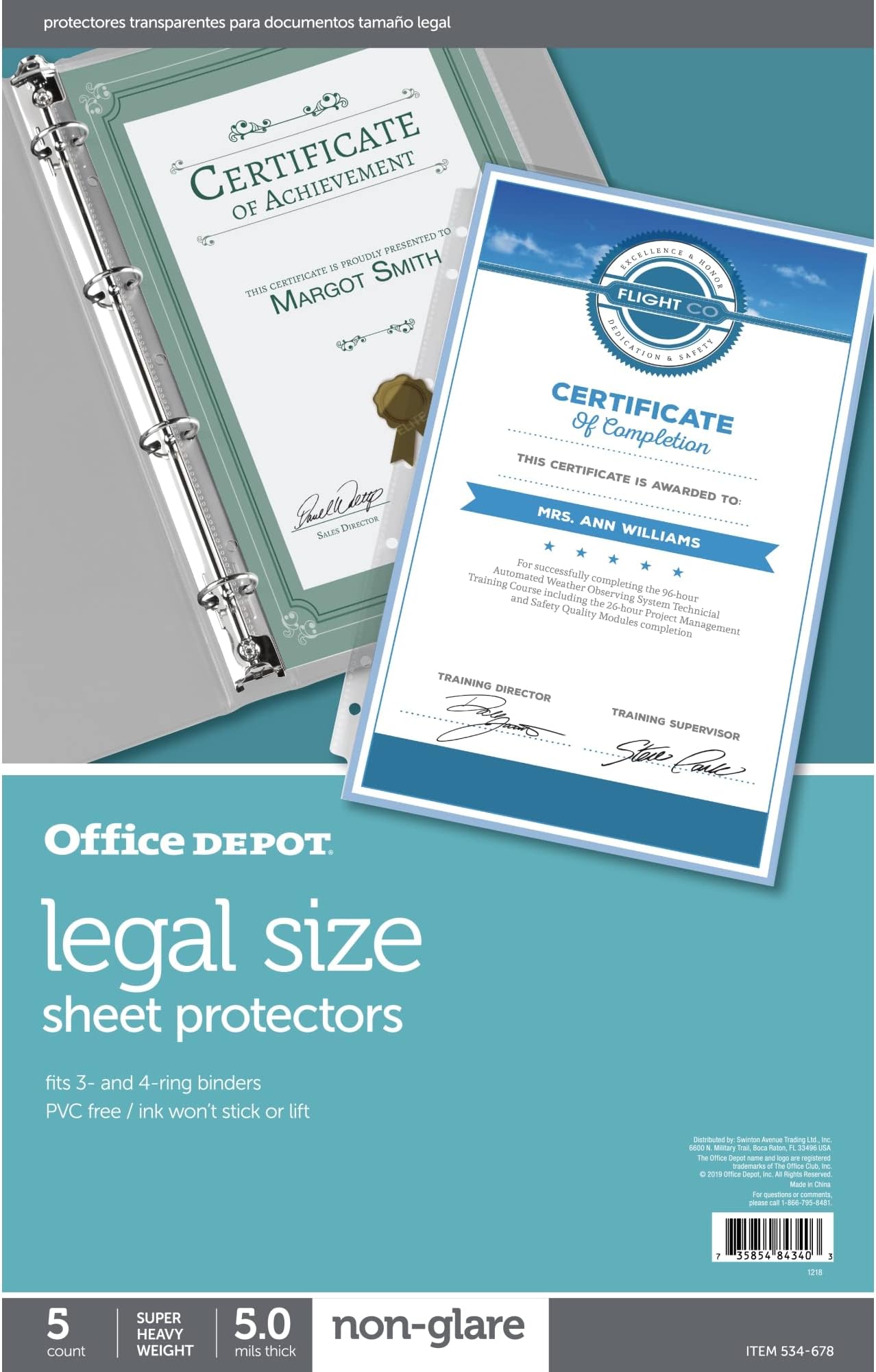 Amazon.com : Office Depot Legal Sheet Protectors, Heavyweight, 8 1/2in ...