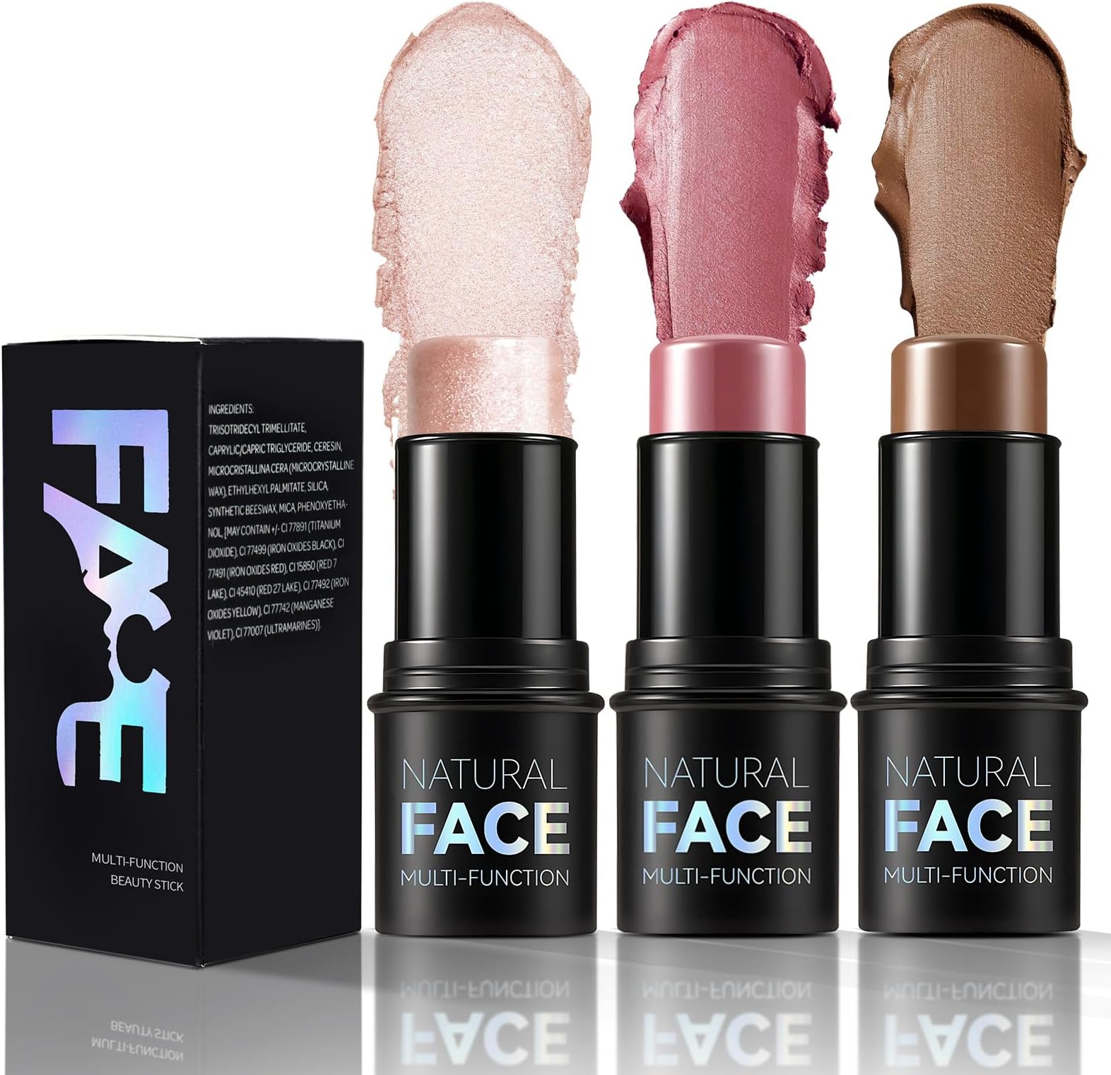 Amazon.com: Contour Stick, Highlighter Stick, Blush Stick Set - Creamy ...