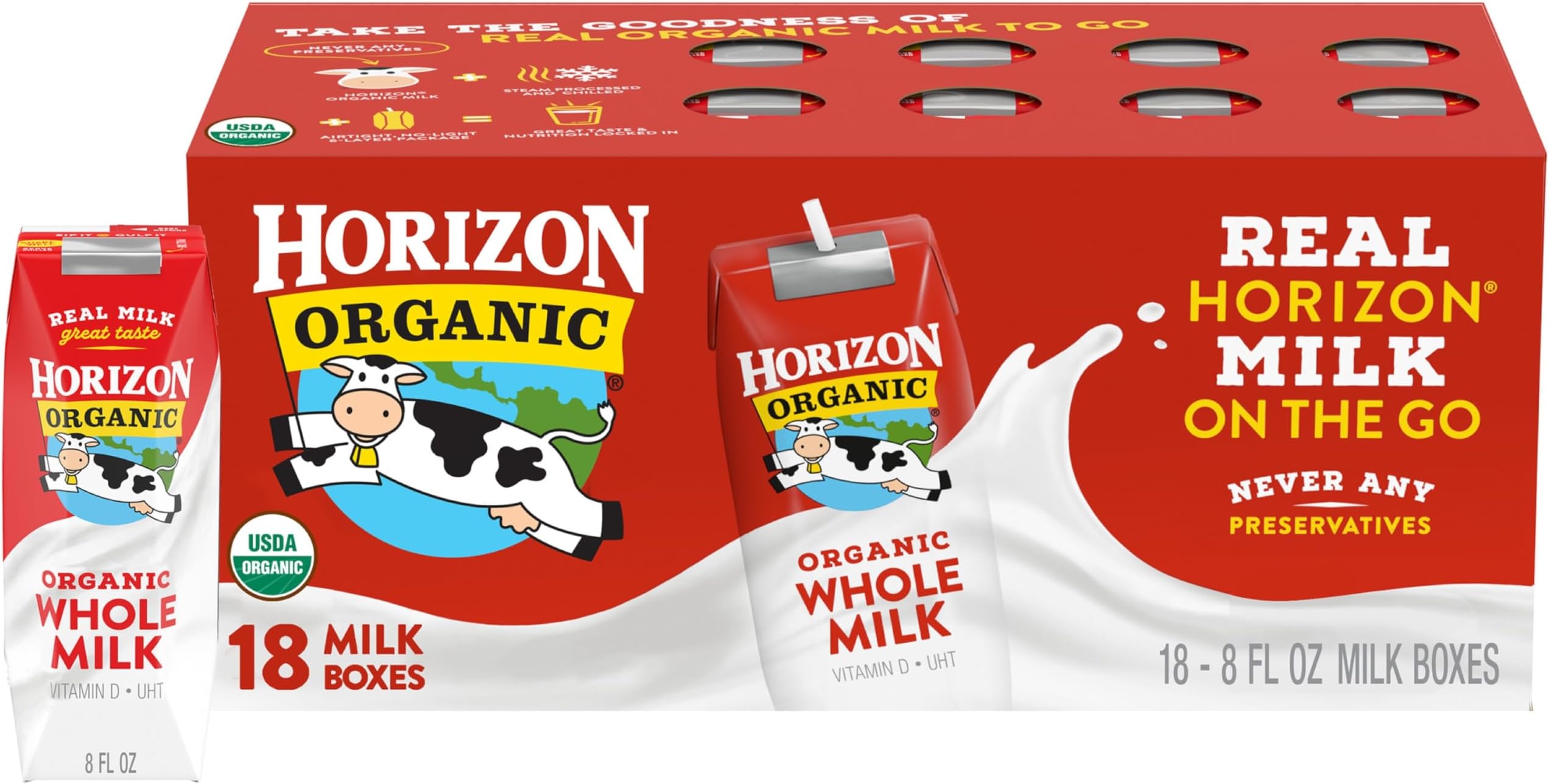 Amazon.com: Horizon Organic Shelf Stable Whole Milk Boxes, USDA ...