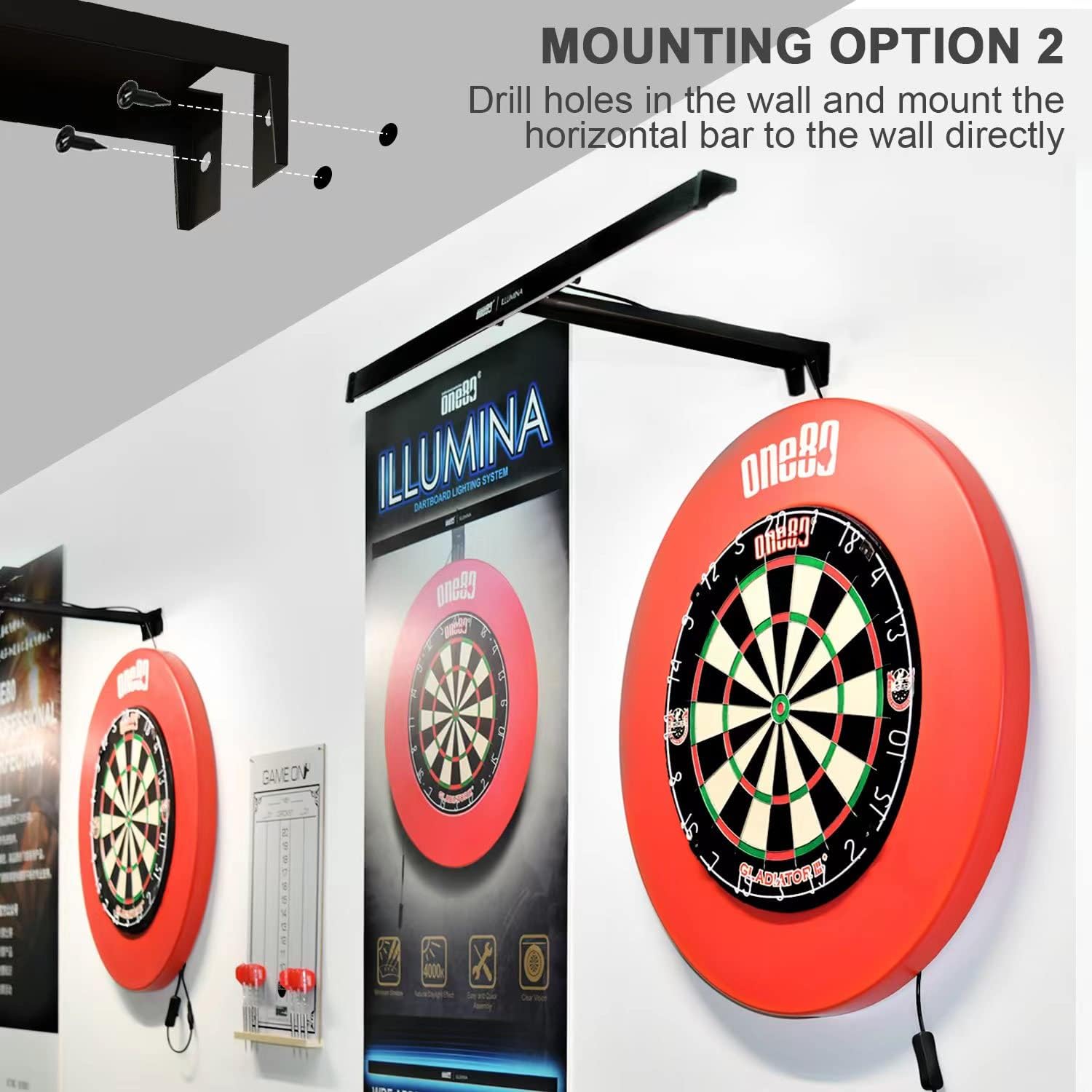 Buy ONE80 ILLUMINA Dartboard Lighting System, Minimum Shadow and Clear ...