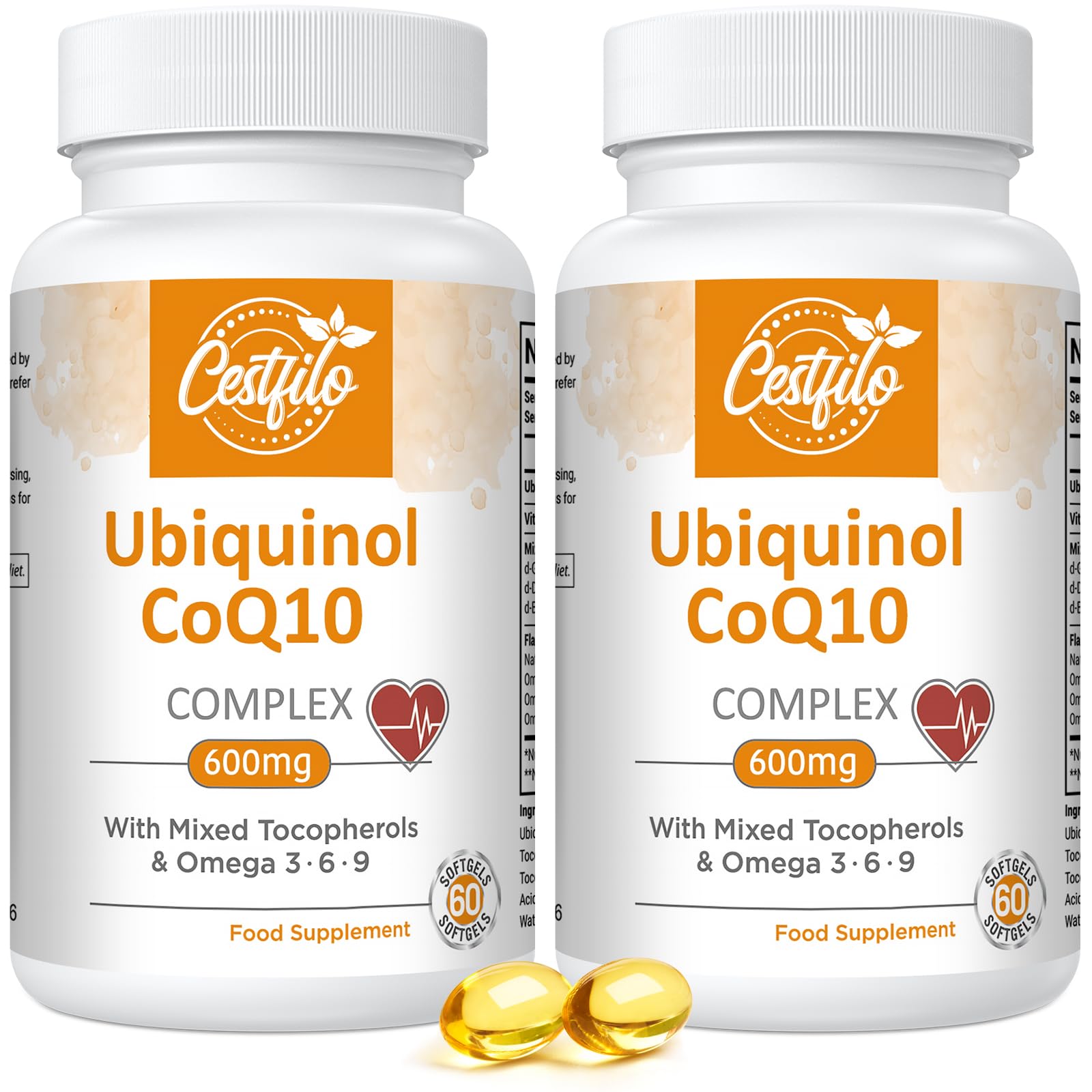 Ubiquinol CoQ10 600mg Softgels - Active Form of CoQ10 Plus Vitamin E ...