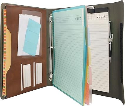 Amazon.com : Binder Portfolio Organizer Case with Color File Folders ...