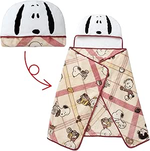 Amazon.co.jp: Nishikawa FQ92405038 Snoopy 5-Way Blanket, Washable, Cafe Pattern, Checked, Red ...