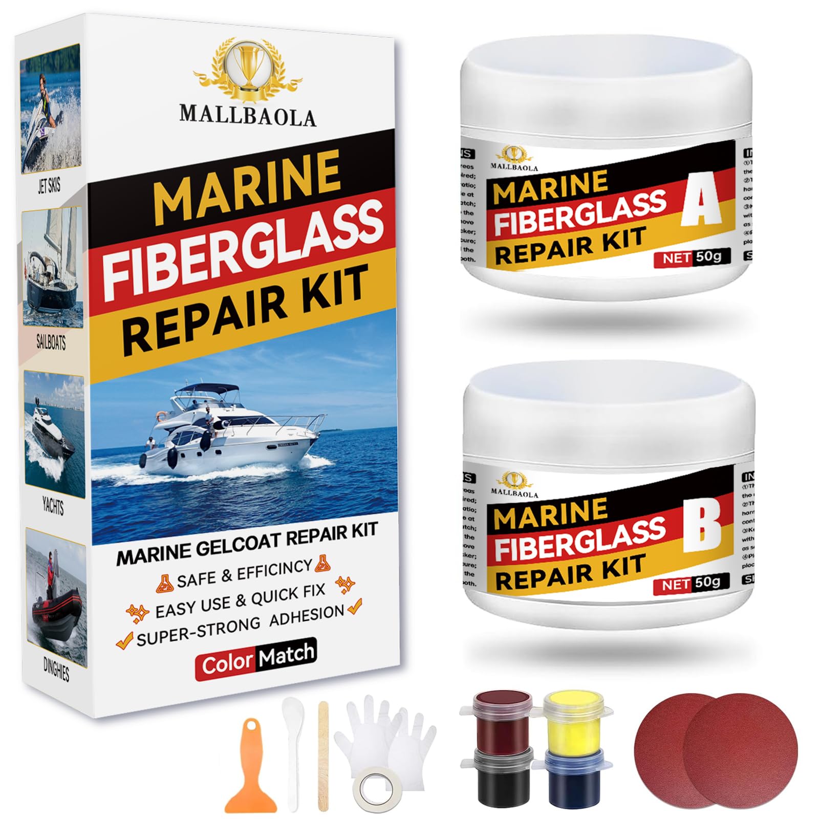 Marine Fiberglass Repair Kit, Boat Repair Kit, Boat Gel Coat Repair kit ...