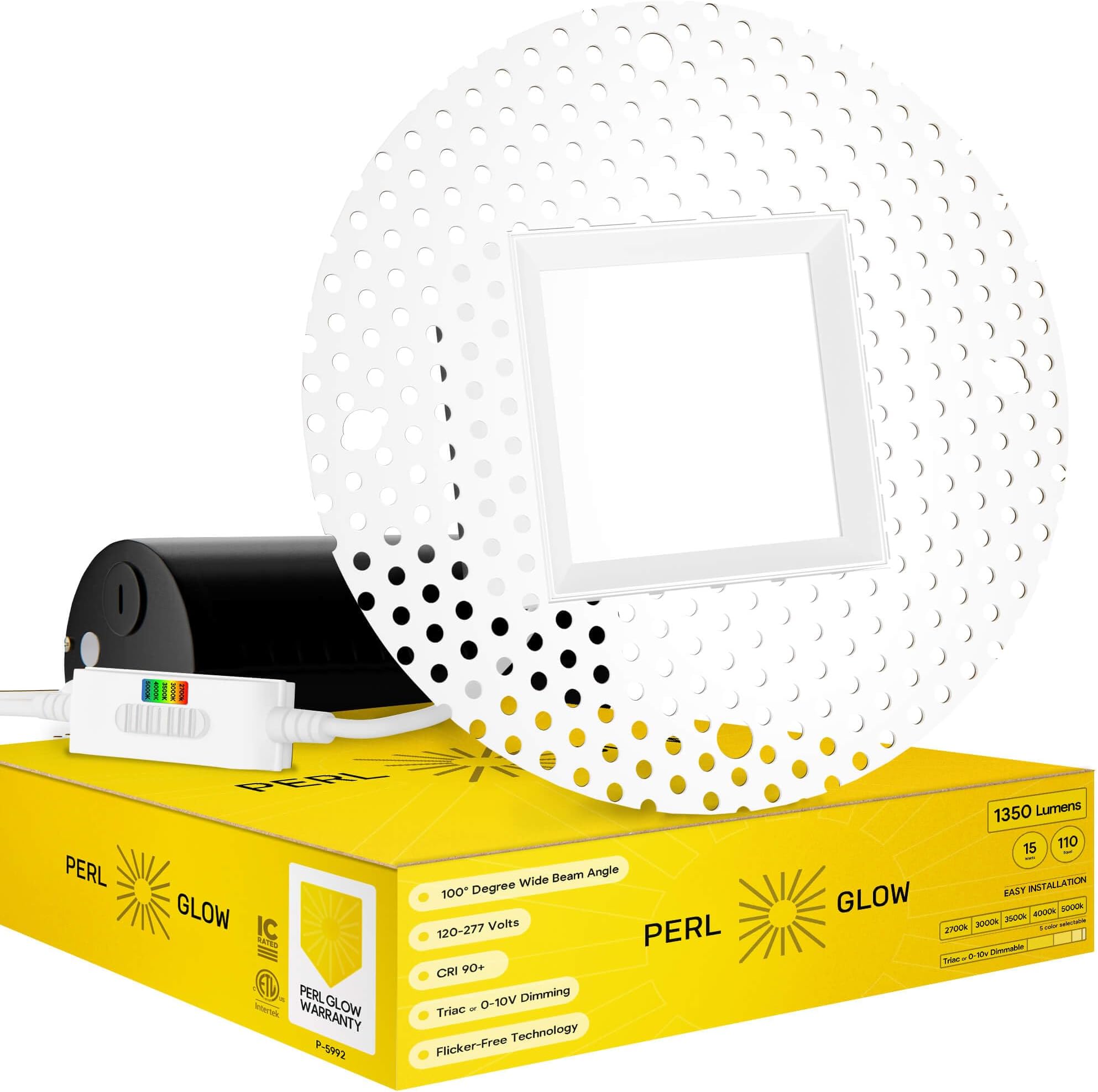 Perlglow 4 inch Trimless Slim Square Downlight Luminaire, White Finish ...