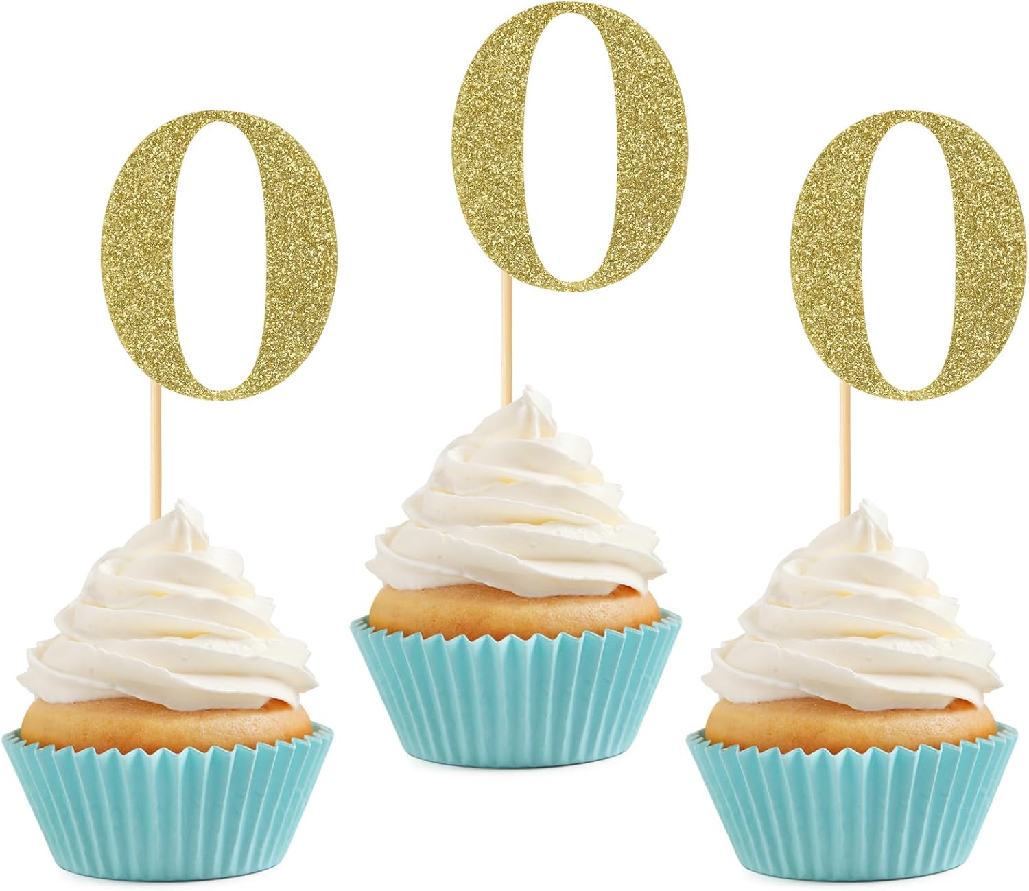 Amazon.com: 24 PCS Number 0 Birthday Cupcake Toppers Glitter 0 Cupcake ...