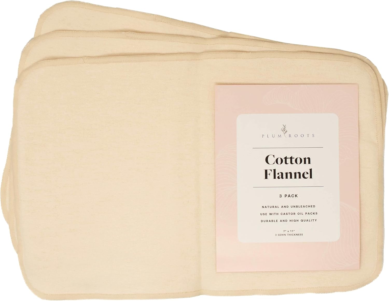 Amazon.com: 3 Pack of Cotton Flannel for Castor Oil Pack, Made of ...