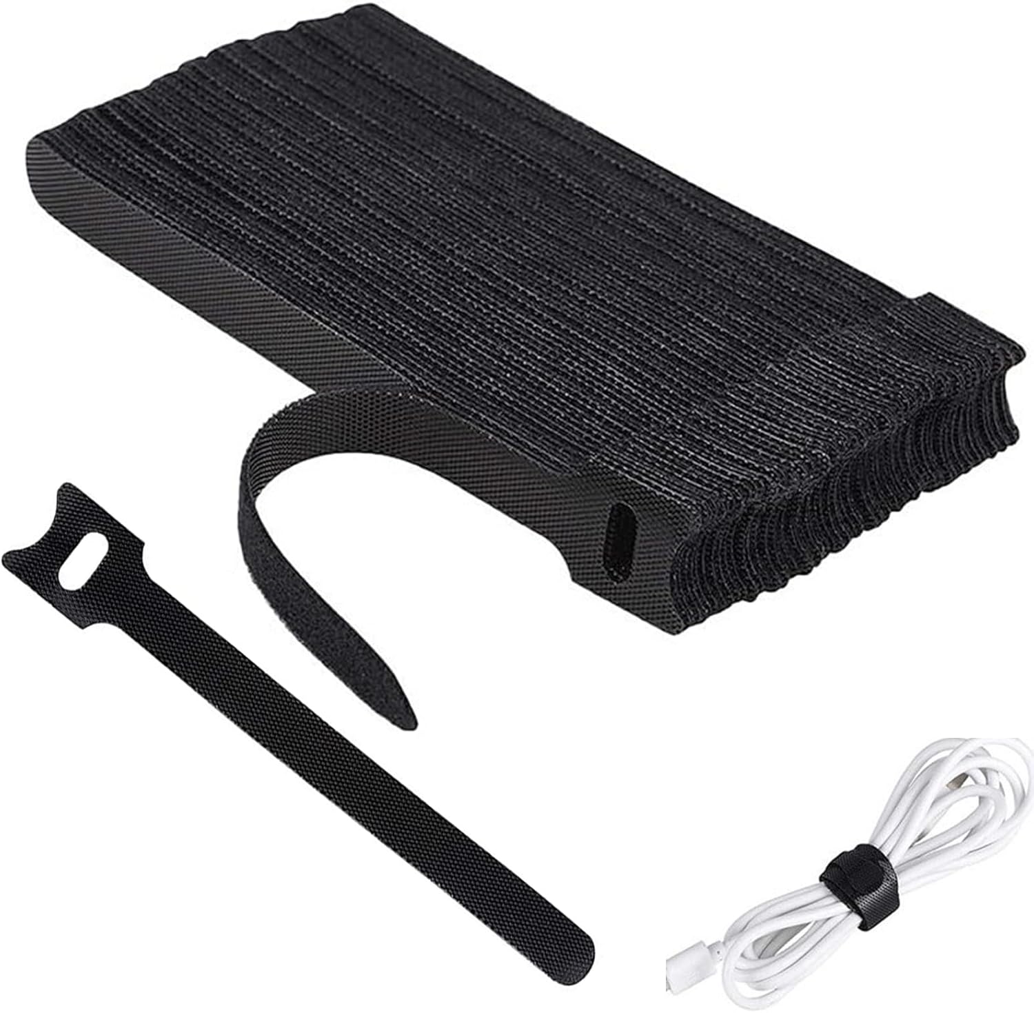 100 pieces Velcro cable ties Velcro black cable Velcro tape resealable ...