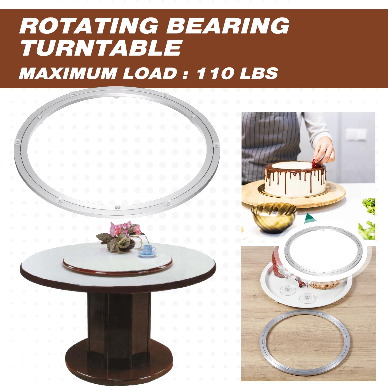 Snapklik.com : 2 Pack 16 Inch Lazy Susan Hardware Aluminum Alloy ...