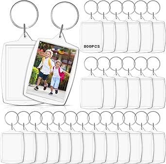 800 Pcs Acrylic Photo Frame Keyring Clear Picture Keychains Bulk Photo ...