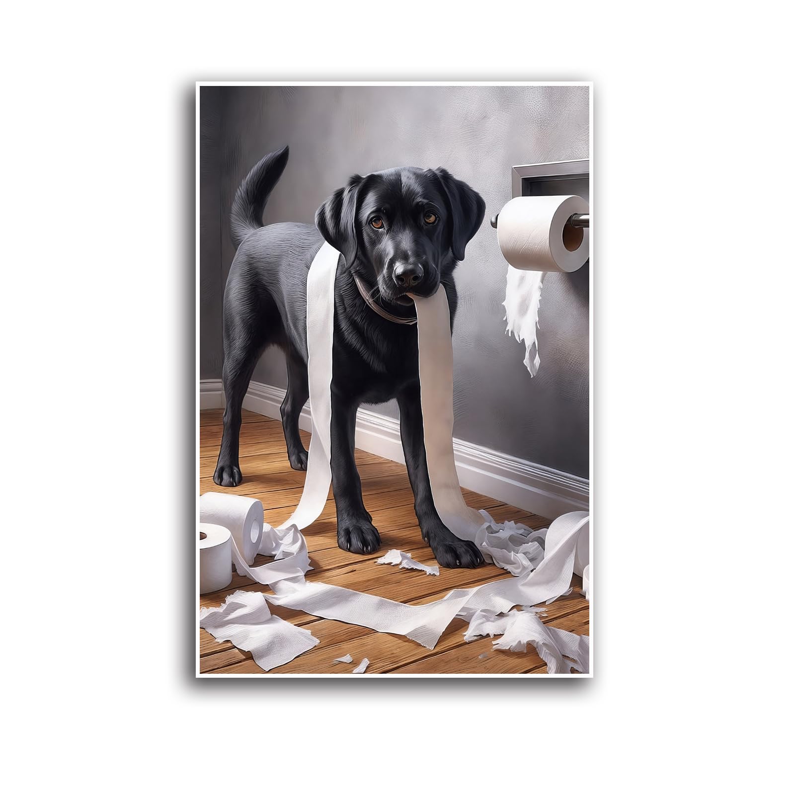 Amazon.com: XWNLTEPK Black Labrador Bathroom Print Funny Labrador ...