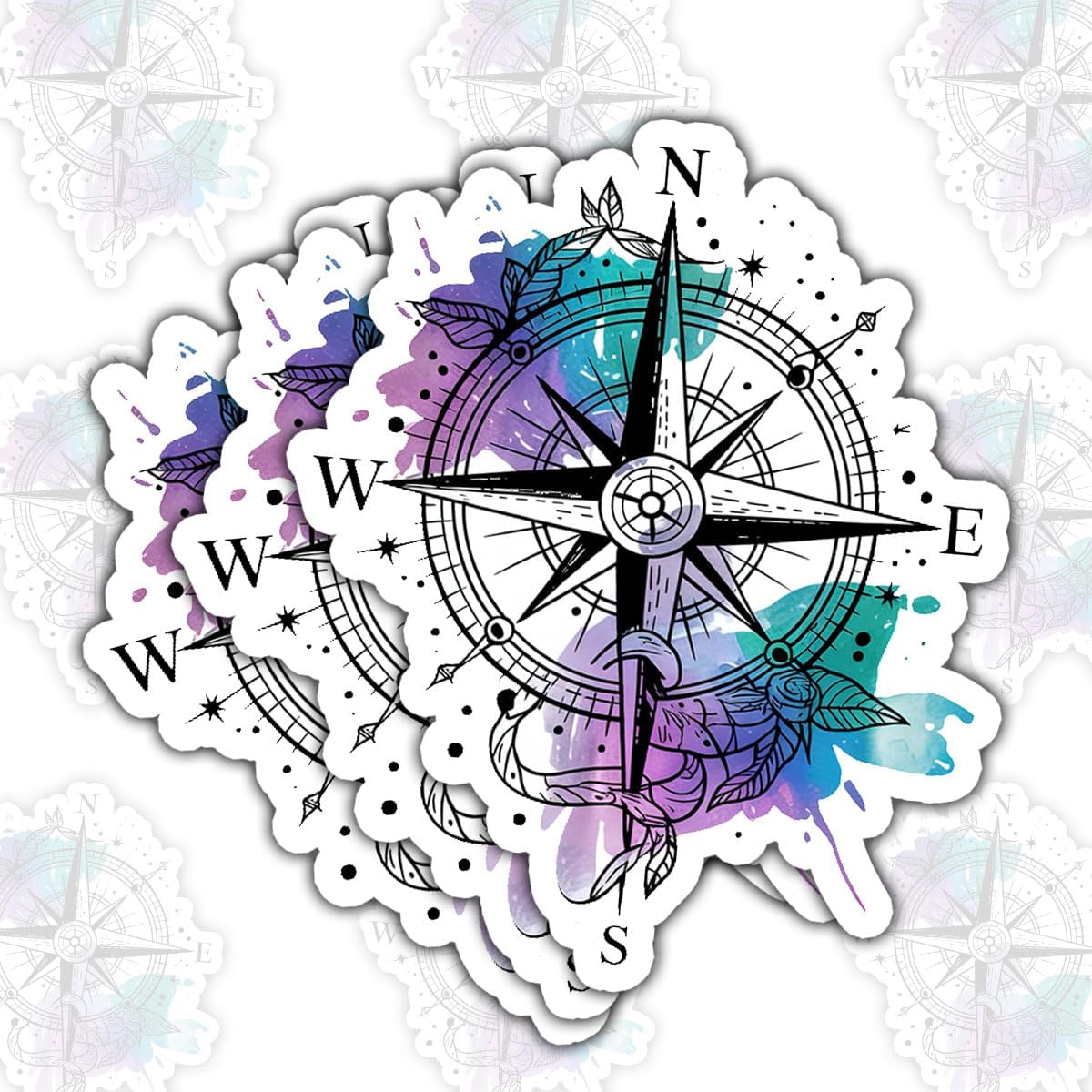 Amazon.com: 3Pcs Find Your Direction Sticker Compass Rose Sticker Gifts ...