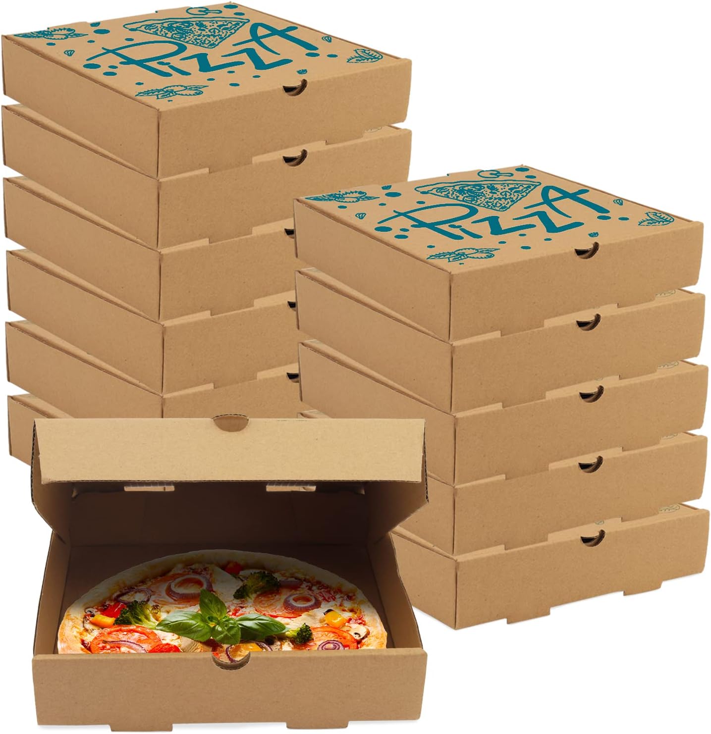 Pizza Boxes,20 Pack Cardboard Pizza Boxes Kraft Corrugated Pizza Boxes ...