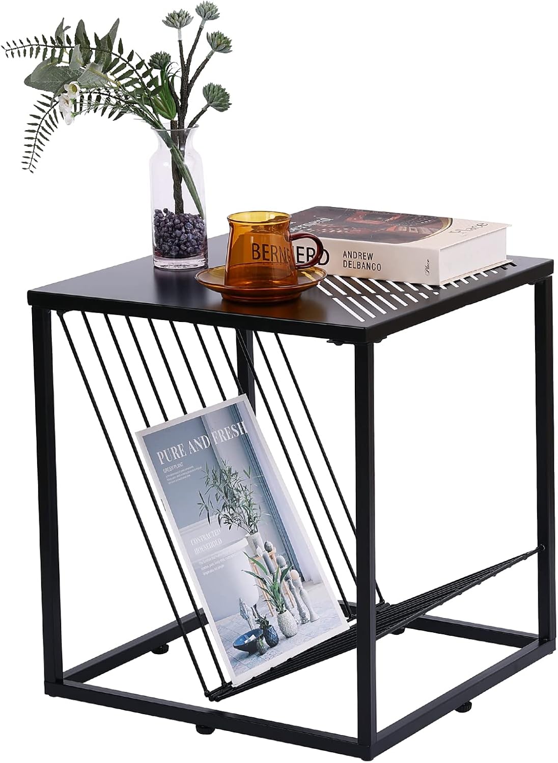 Amazon.com: LITA End Table with Storage Square Modern Metal Side Table ...