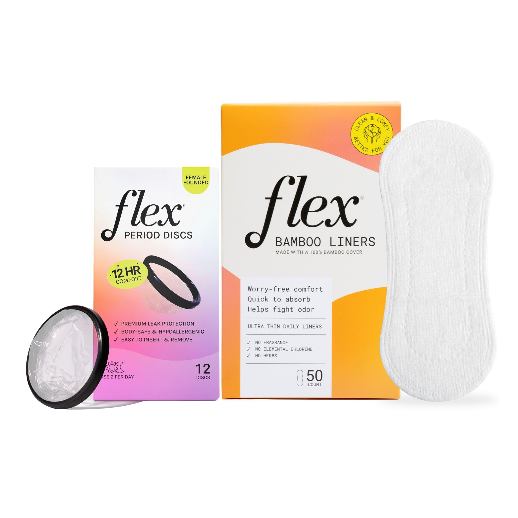 Amazon.com: FLEX Bamboo Panty Liners (50 Count) and Flex Menstrual ...