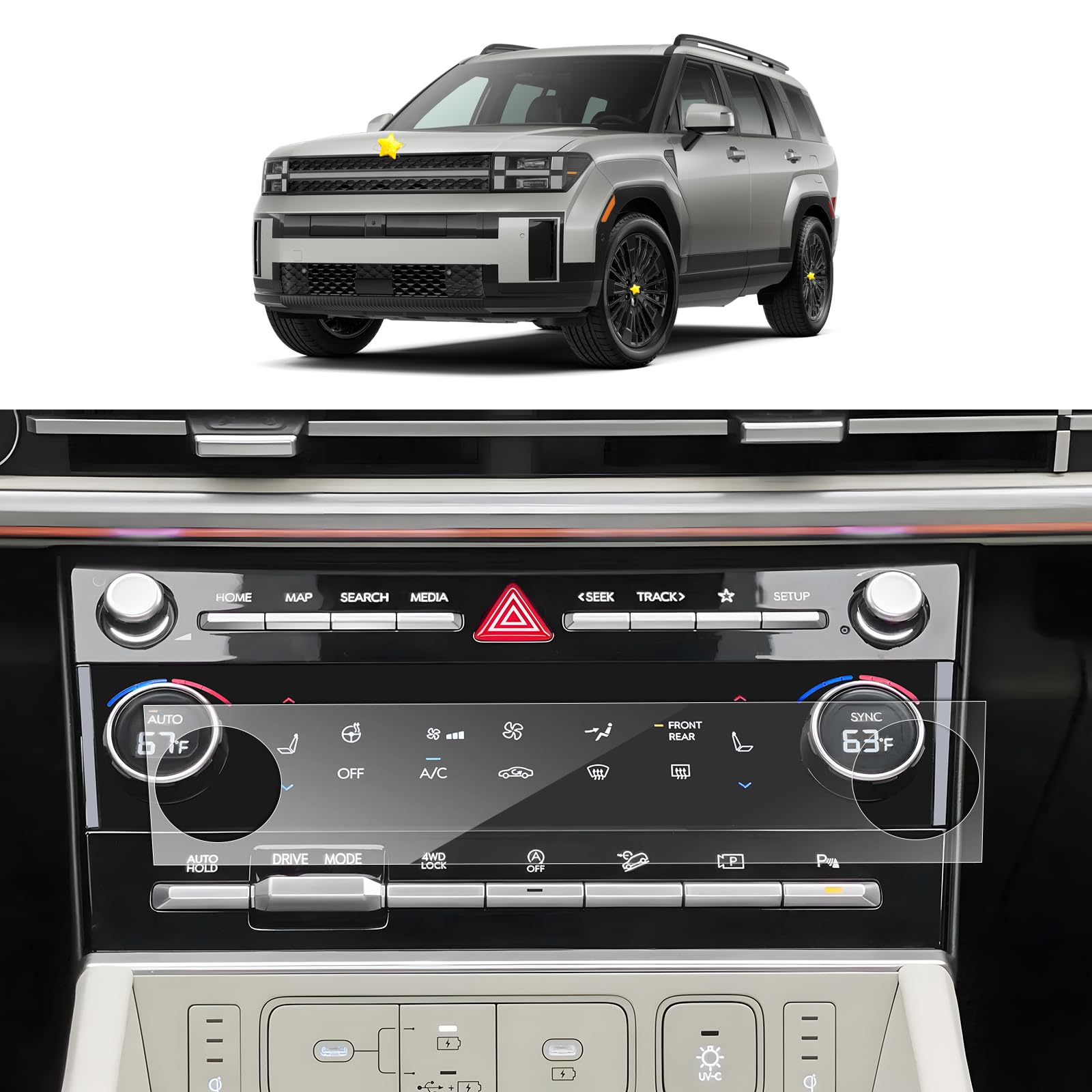 Amazon.com: SKTU 2Pcs 2024 2025 Santa Fe Accessories Screen Protector ...